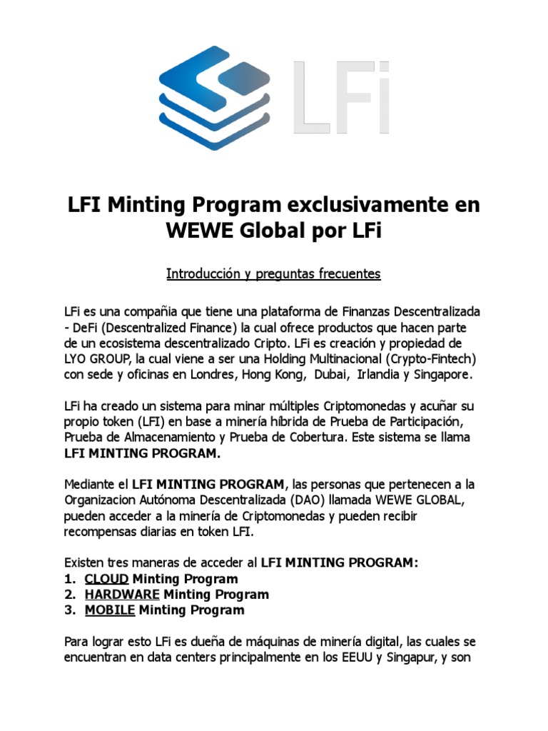 Cloud Minting en WEWE Por LFi | PDF | Dinero | Euro