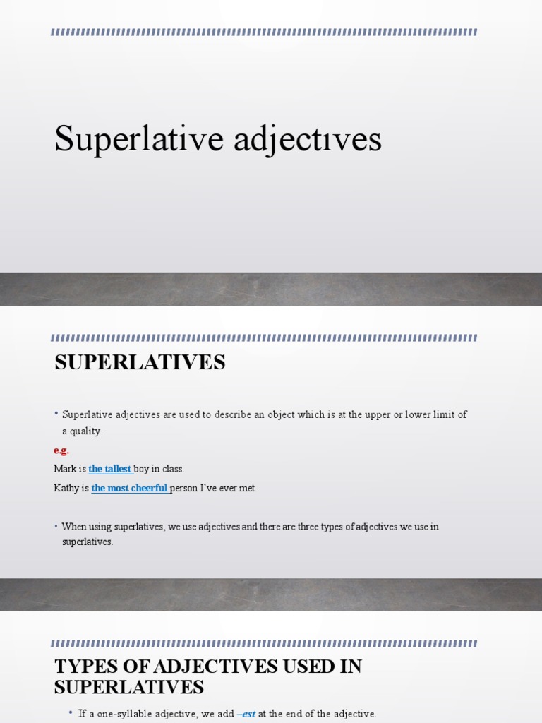 Superlatives Presentation Grammar Drills Grammar Guides 134126 | PDF