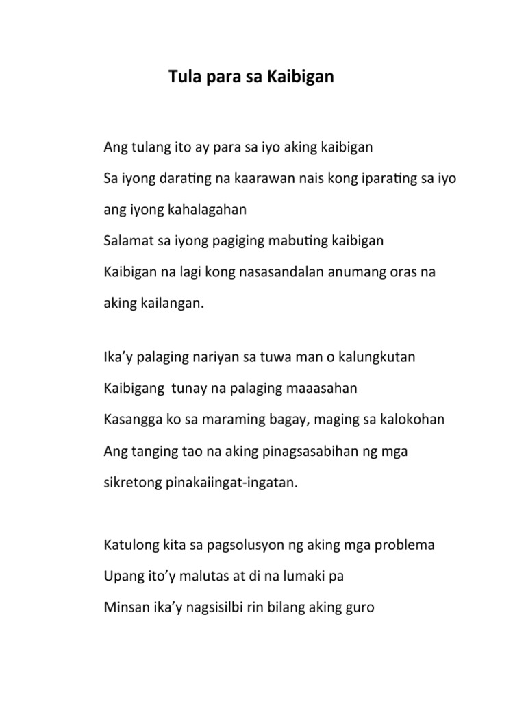 Tula Para Sa Kaibigan | PDF