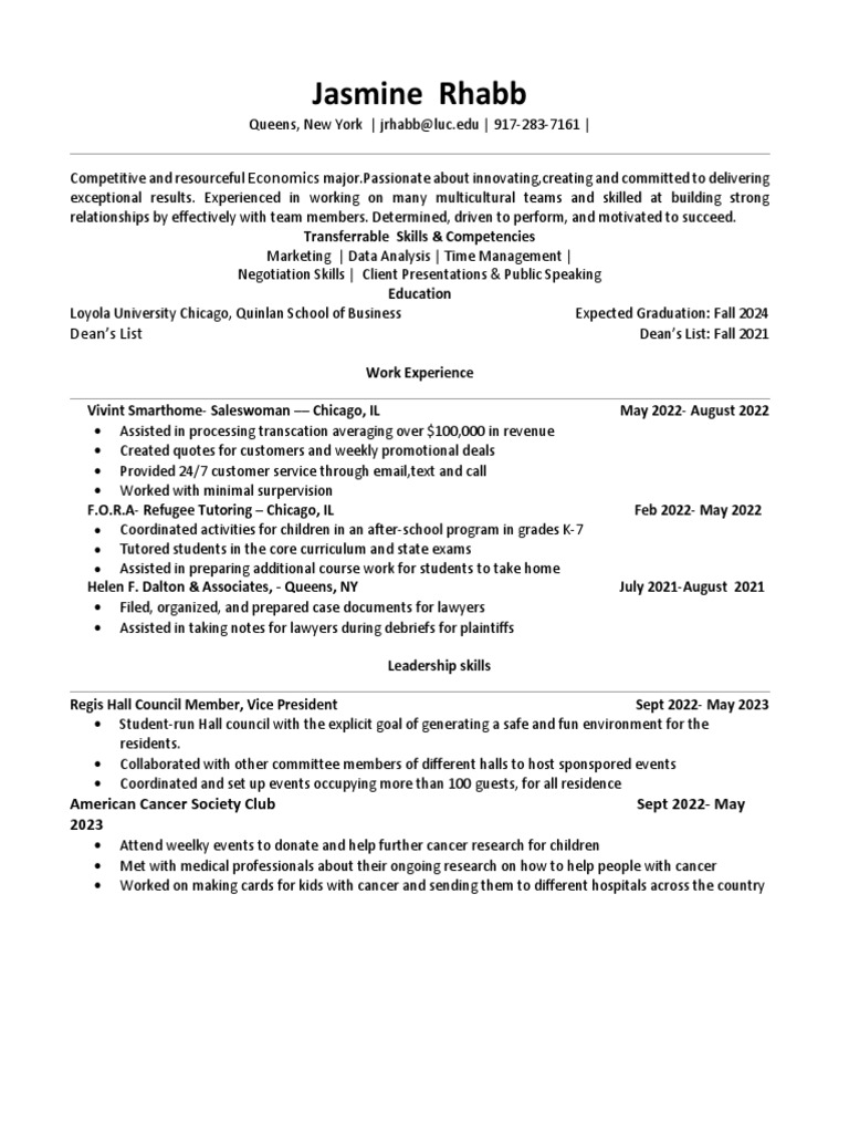 jasmine resume | PDF