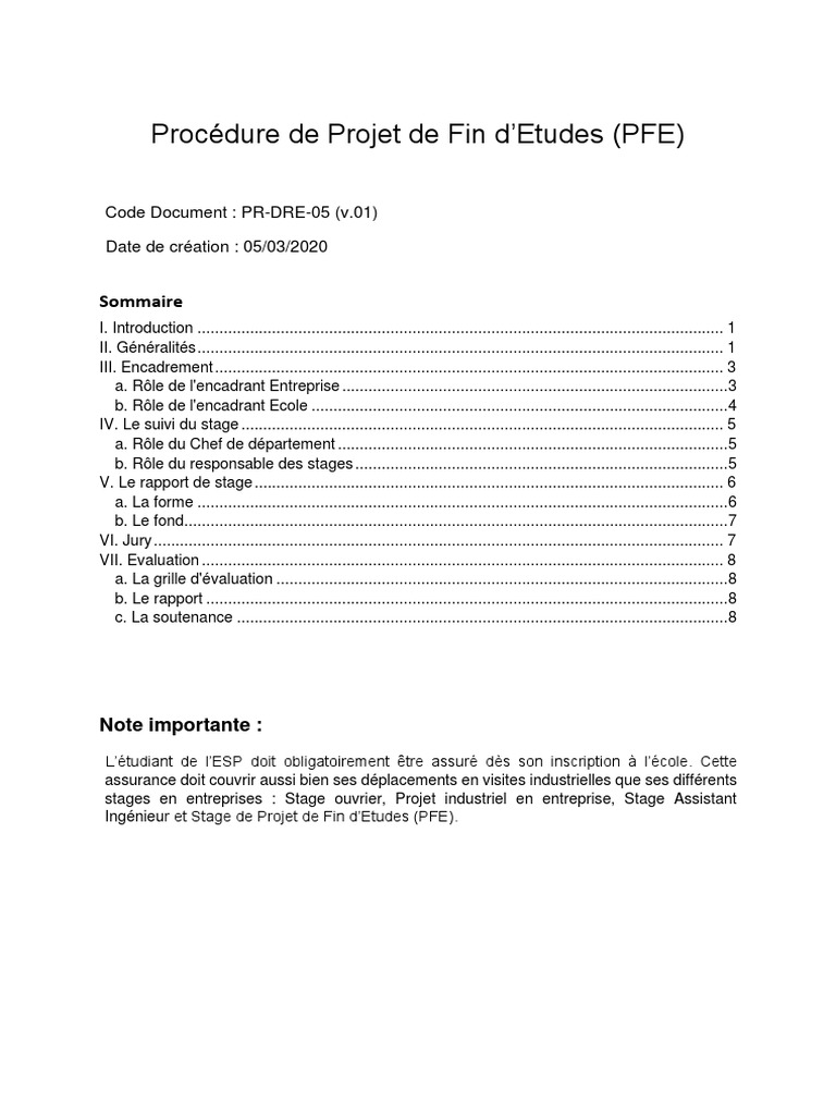 Procédure de Projet de Fin d'Études | PDF | Pédagogie | Business
