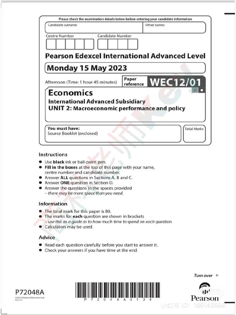 IAL Economics UNIT 2 JUNE 2023 PAPER | PDF