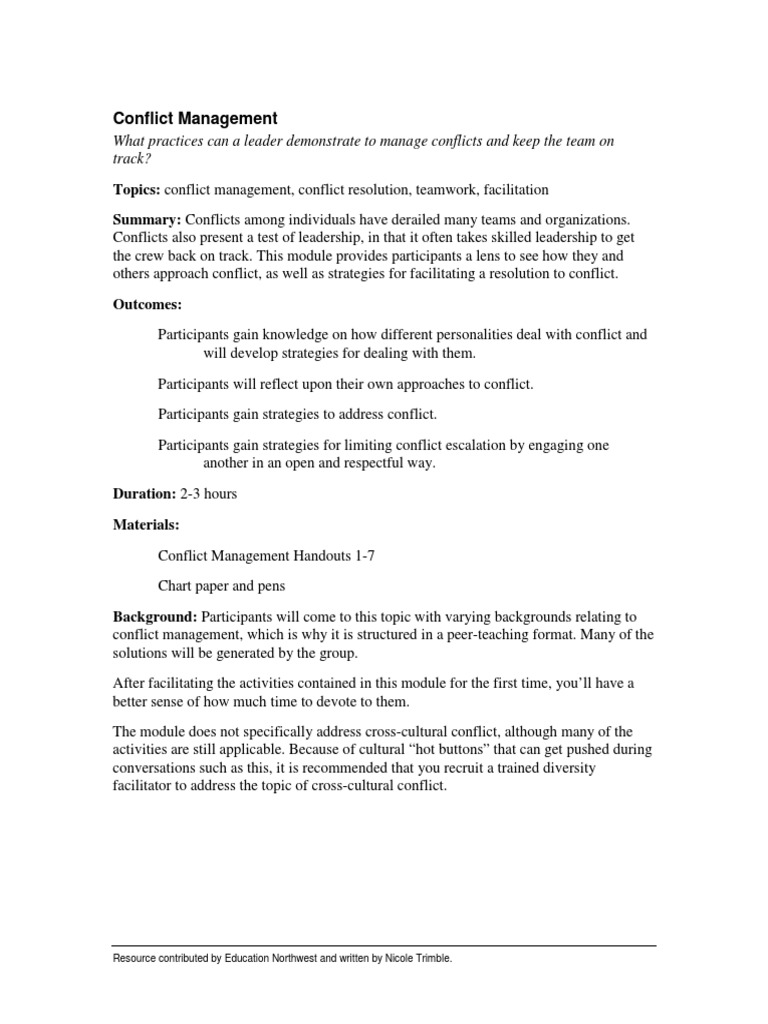 Conflict Management | PDF