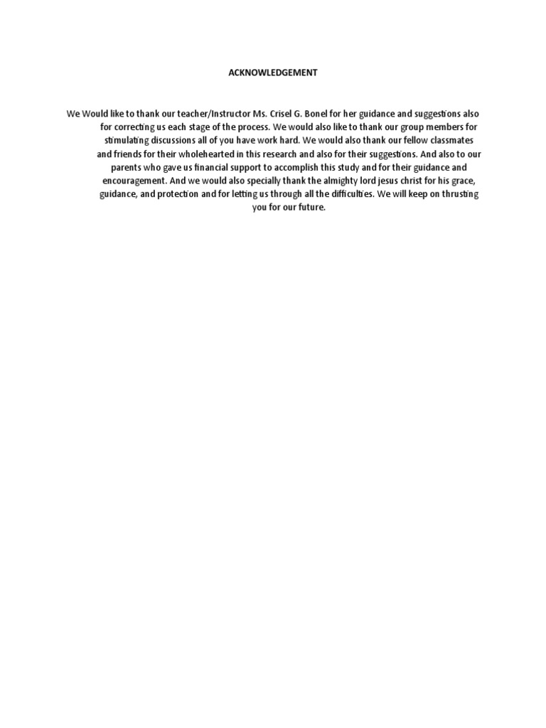 Acknowledgement English | PDF