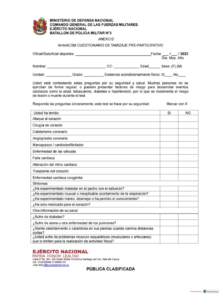 Formato Tamizaje Anexo D | PDF