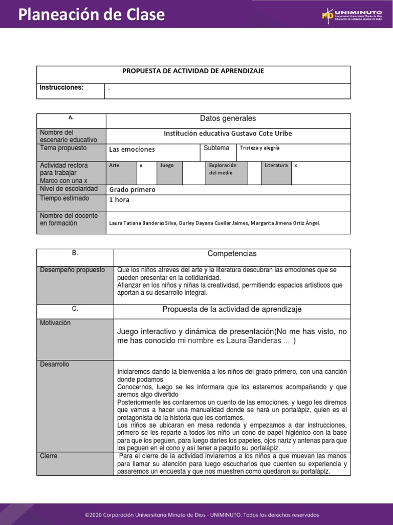 Formato para Planear Una Clase, Ejemplo | PDF