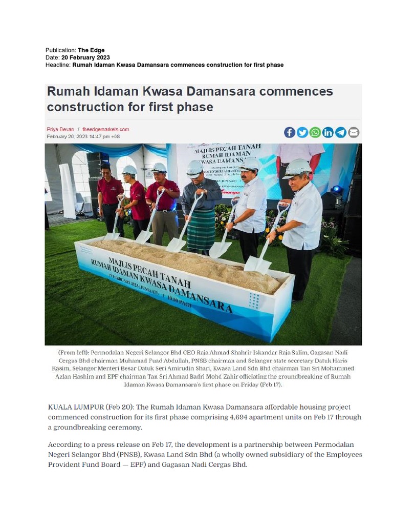 Kwasa Damansara Phase One Construction Begins | PDF