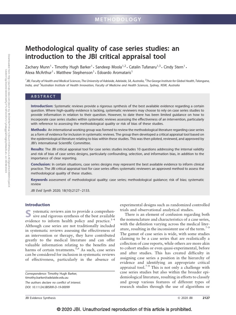 Methodological Quality of Case Series Studies An.5 | PDF | Systematic ...