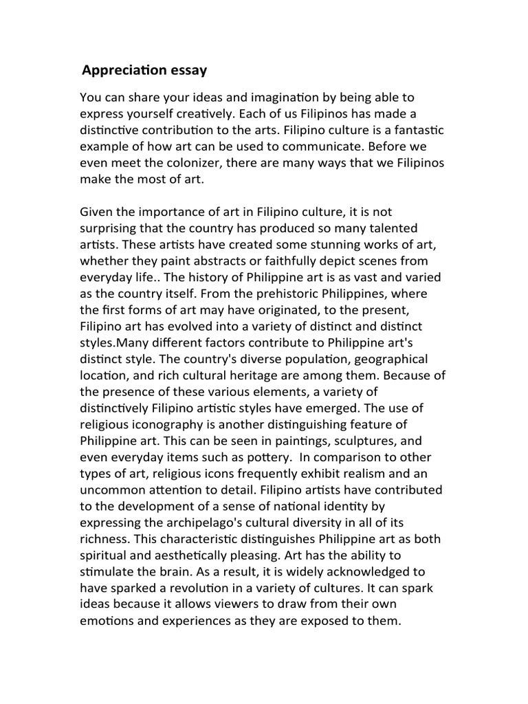 Appreciation Essay | PDF