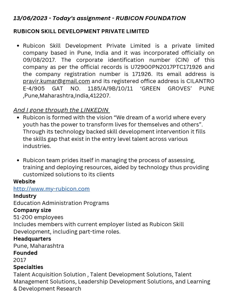 About Rubicon Foundation | PDF