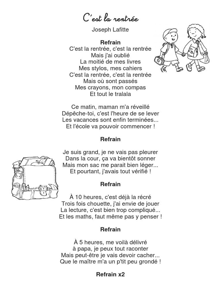 C'est La Rentrée - Paroles | PDF
