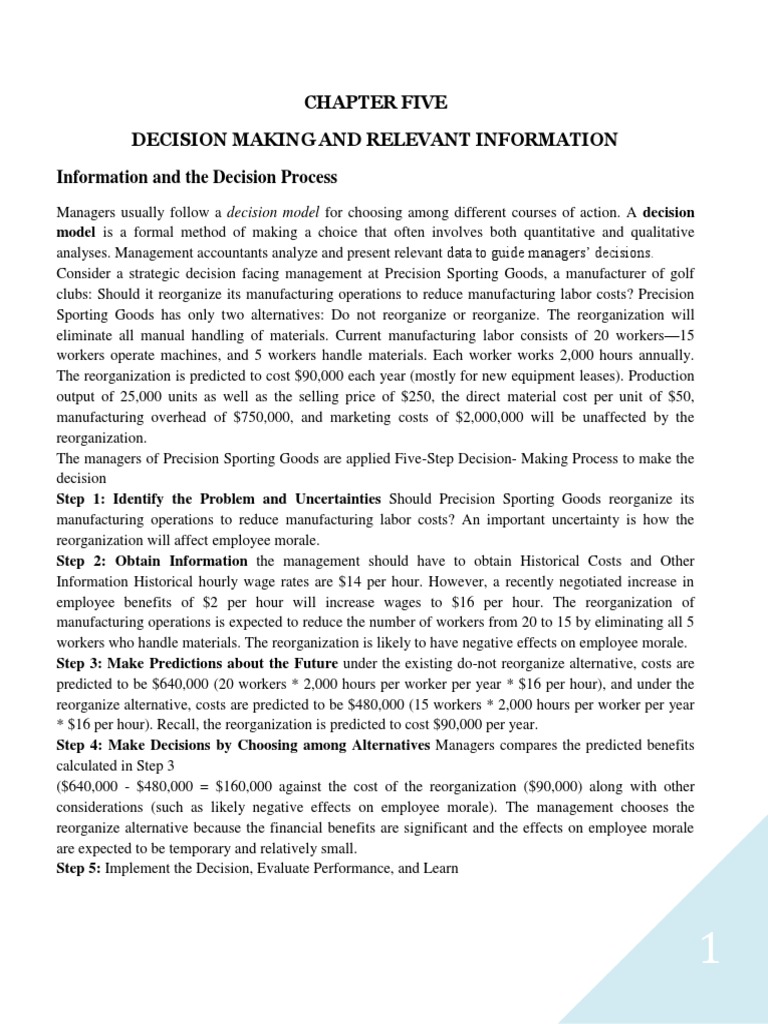Ch5 Relevance Information and Decision Making | PDF | Cost | Depreciation