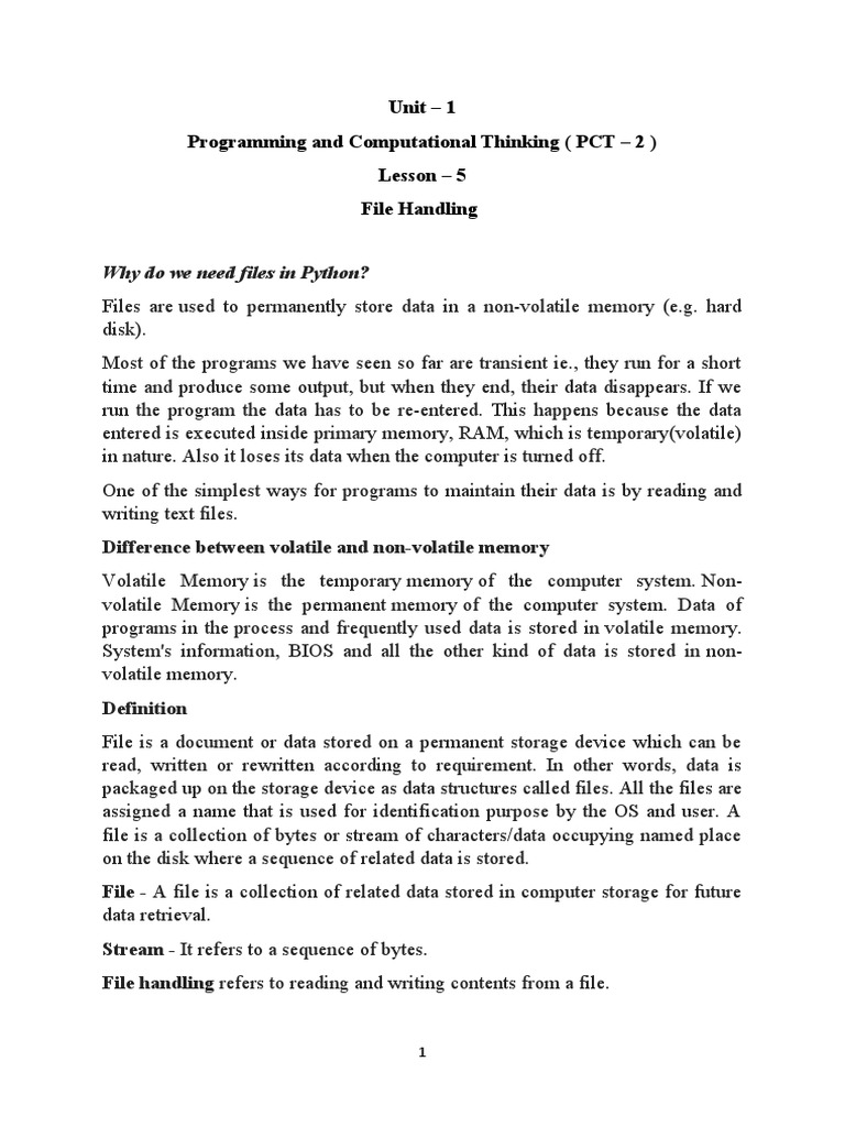 Lesson 5 File Handling Text Files | PDF Lesson 5 File Handling Text Files | PDF
