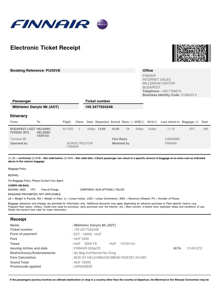 Your Electronic Ticket Receipt | PDF