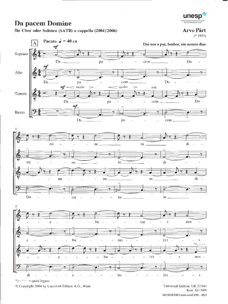 Arvo Part-Da Pacem Domine | PDF