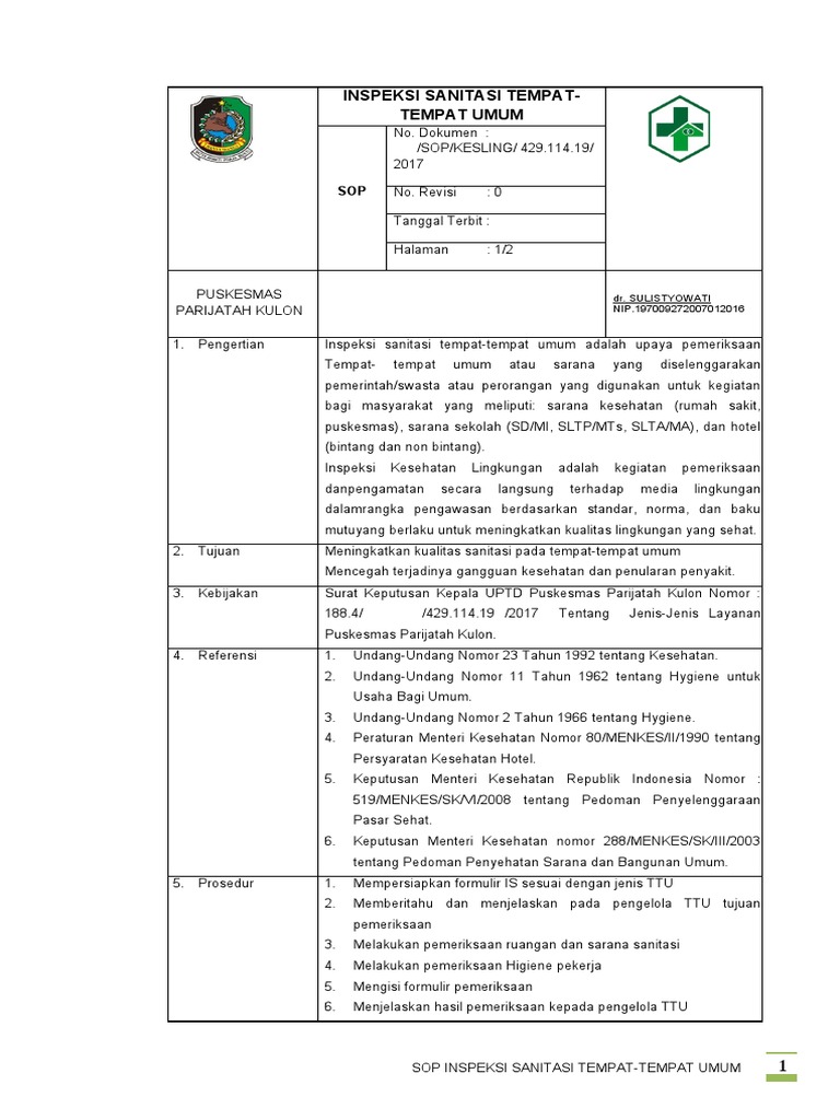 SOP Inpeksi TTU | PDF