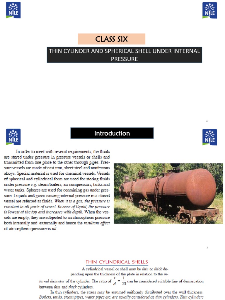 Thin Cylinder and Sheel Under Pressure - Class 6 | PDF | Volume | Classical Mechanics