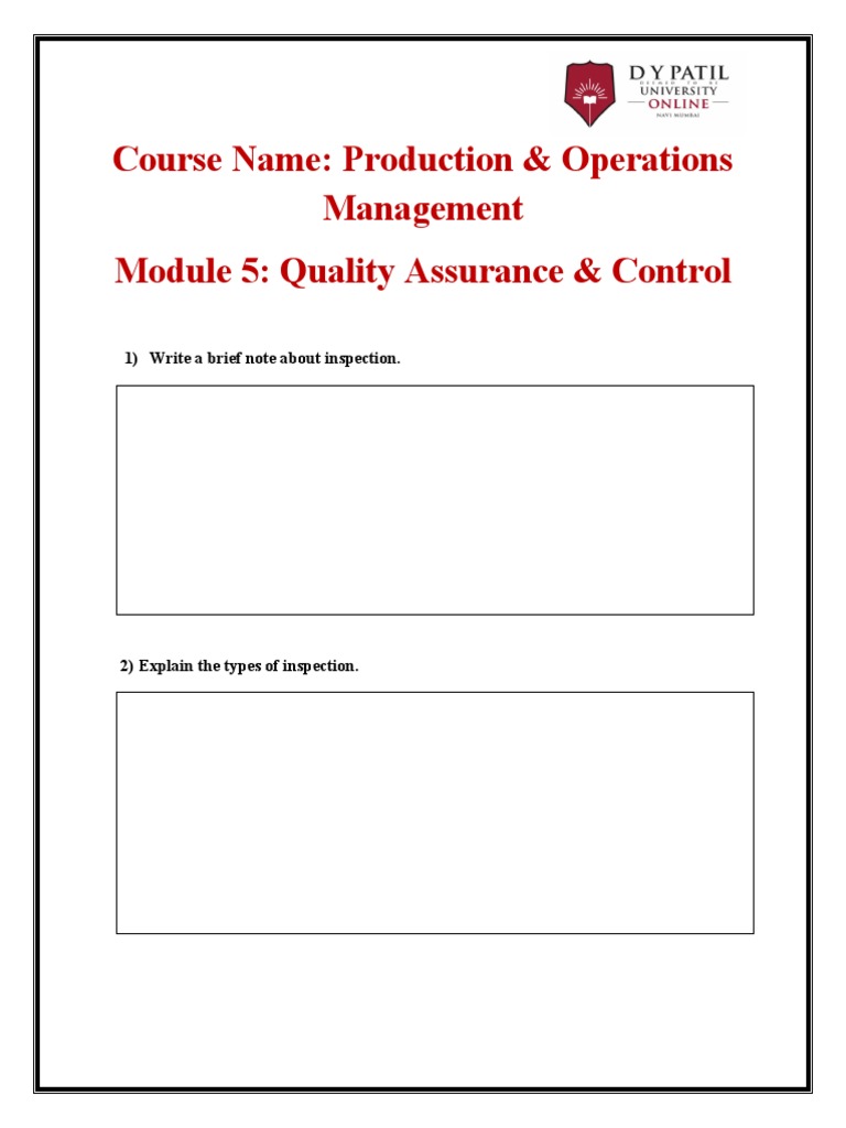 Assignment Mod 5 Quality Assurance & Control | PDF