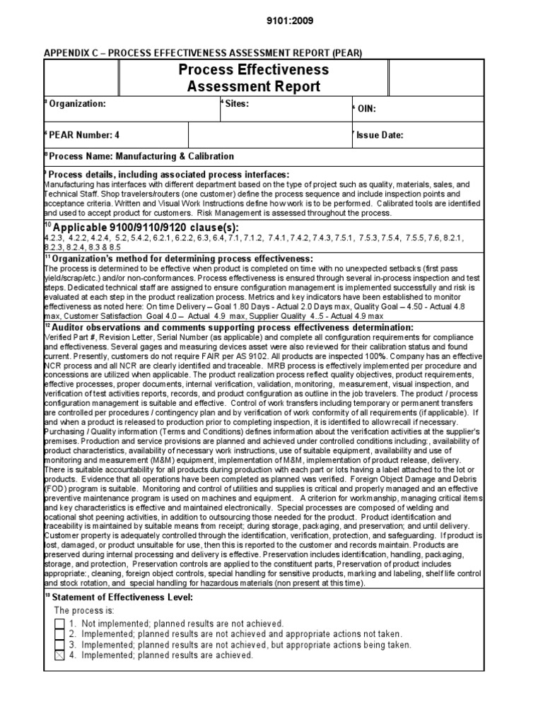 PEAR 4 Manufacturing - 20calibration Test | PDF | Verification And ...