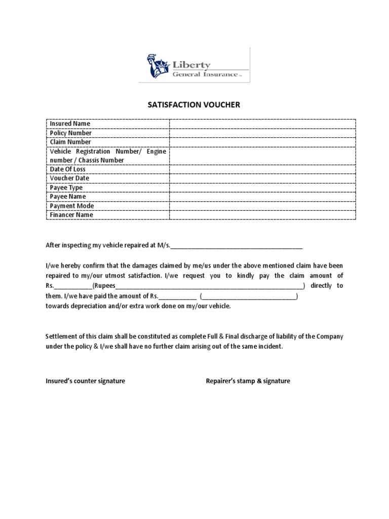 Liberty General Insurance Satisfaction Voucher | PDF
