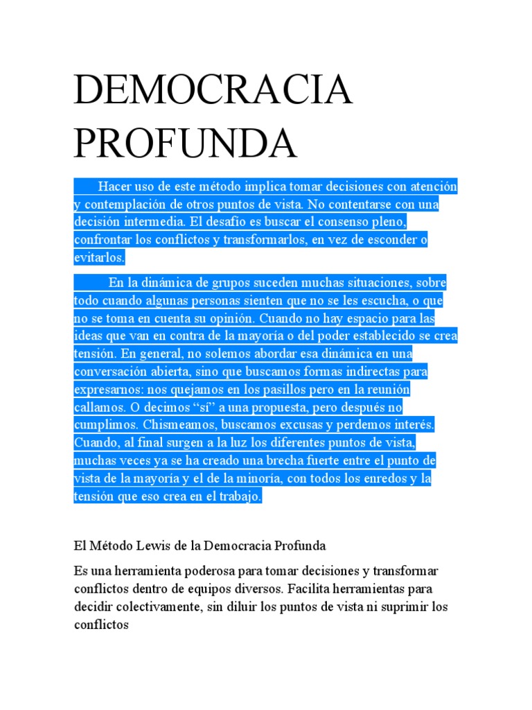 Democracia Profunda Yorge | PDF | Relaciones personales, crianza y ...