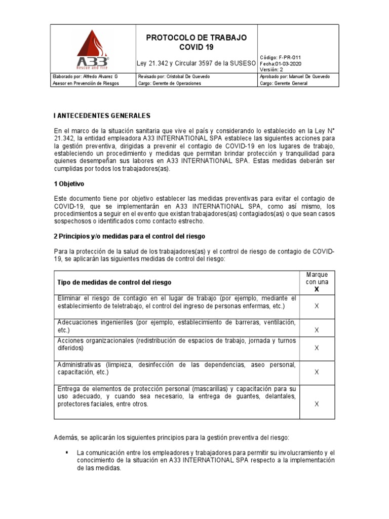 Protocolo Covid A33 International | PDF | Lavado de manos | Medicina CLINICA