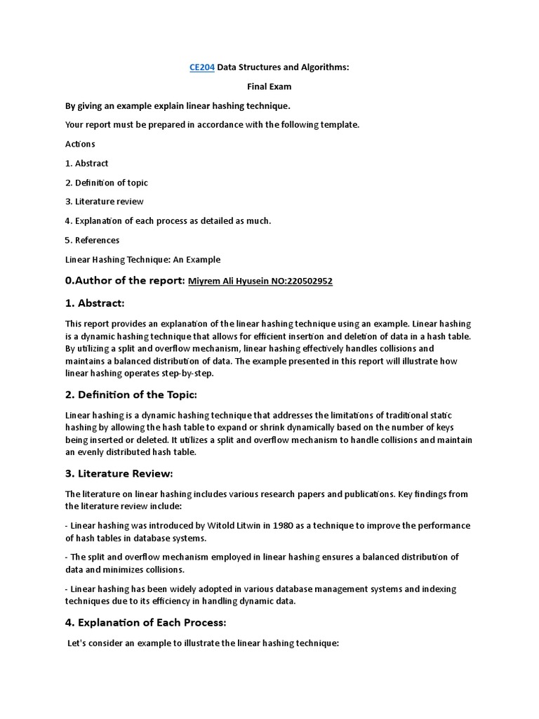 Linear Hashing Technique Explained | PDF | Algorithms | Computing