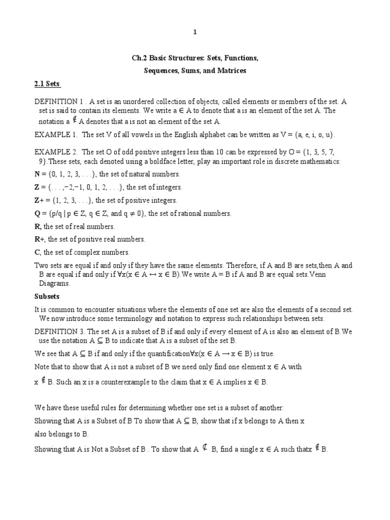 Ch1 Ch2 Basic Structure, Sets - Functions | PDF Ch1 Ch2 Basic Structure, Sets - Functions | PDF