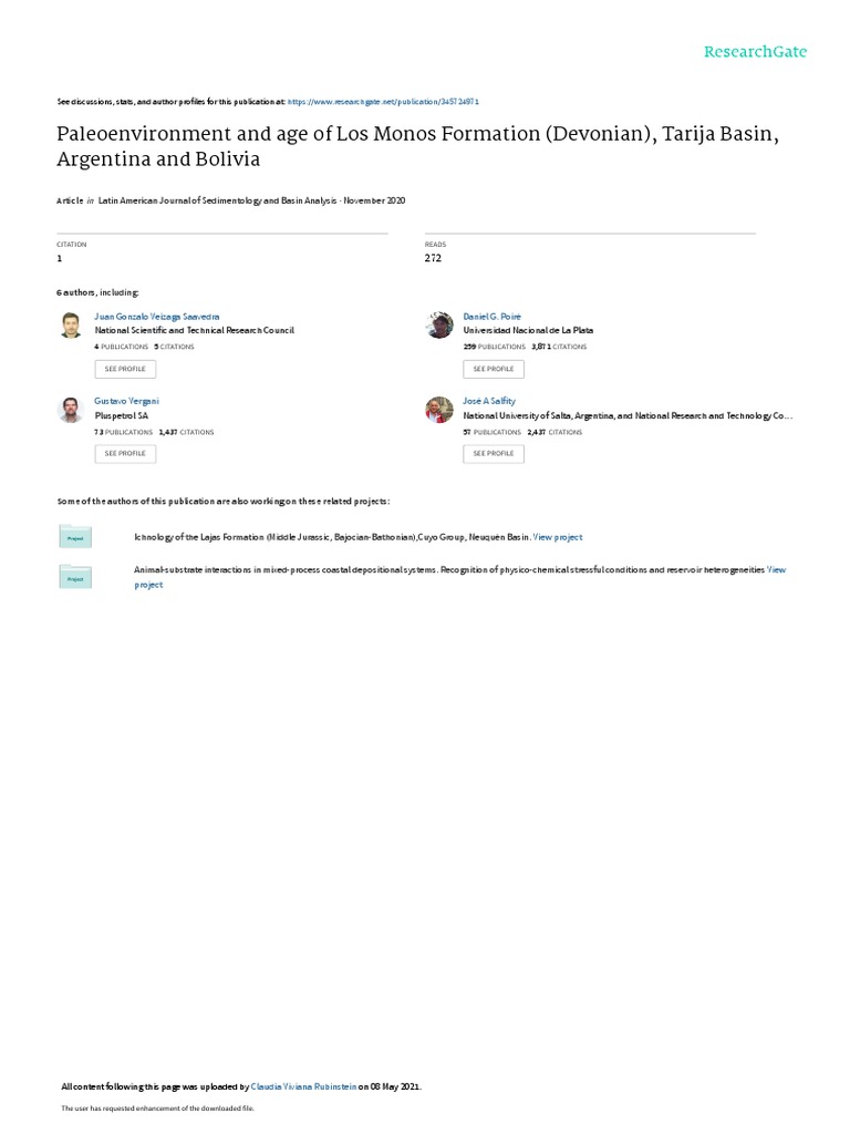 Paleoenvironment and Age of Los Monos Formation (Devonian), Tarija Basin, Argentina and Bolivia ...