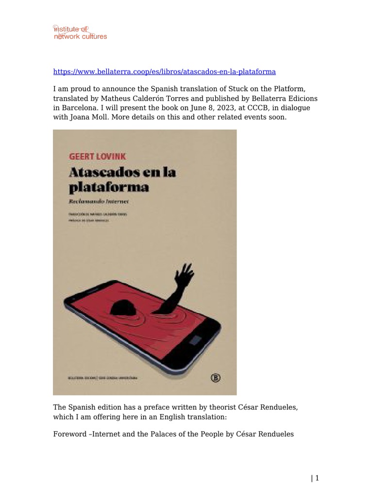 Spanish Translation of Stuck On The Platform With Preface by César ...