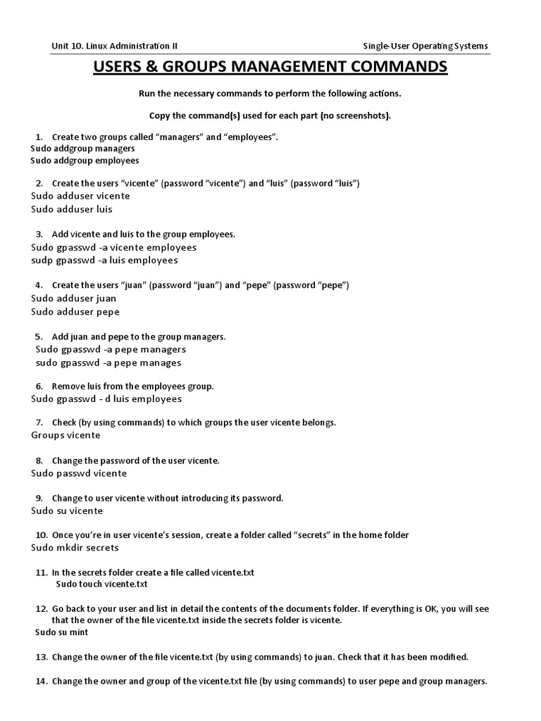 Ejercicio 10 III Som Comandos | PDF | Sudo | Computer File