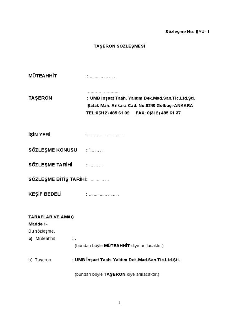 Ornek Sozlesme | PDF