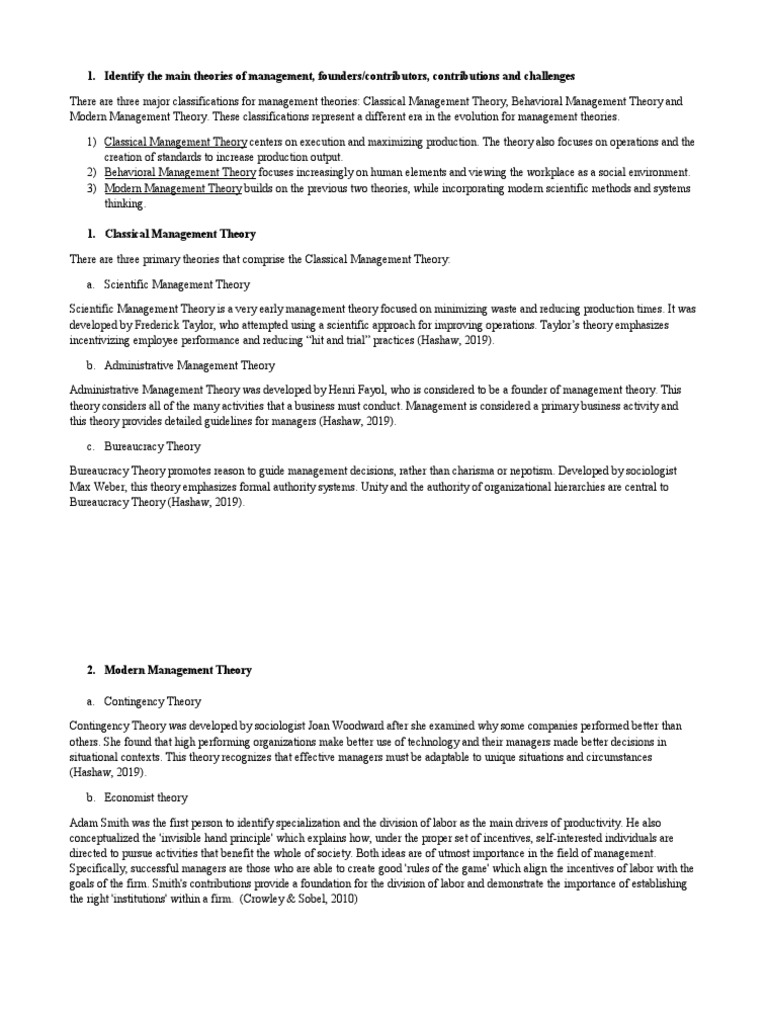 Key Management Theories Overview | PDF