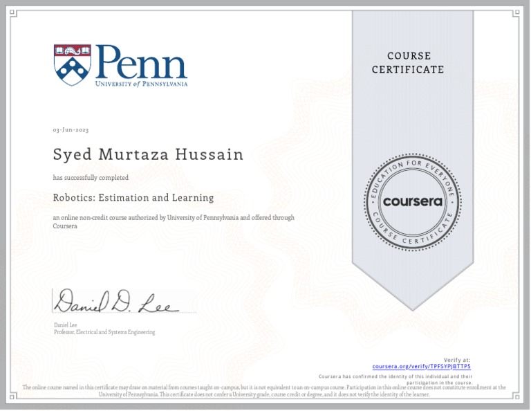 Coursera Estimation and Learning | PDF