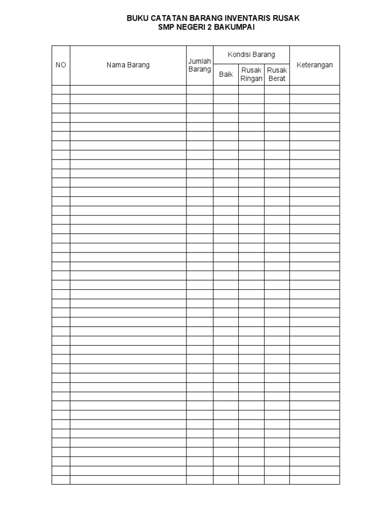 Buku Catatan Barang Rusak - Acc | PDF