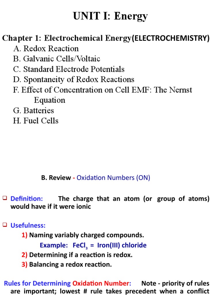 CHAPTER 1 - Electrochemical Energy | PDF | Redox | Electrochemistry