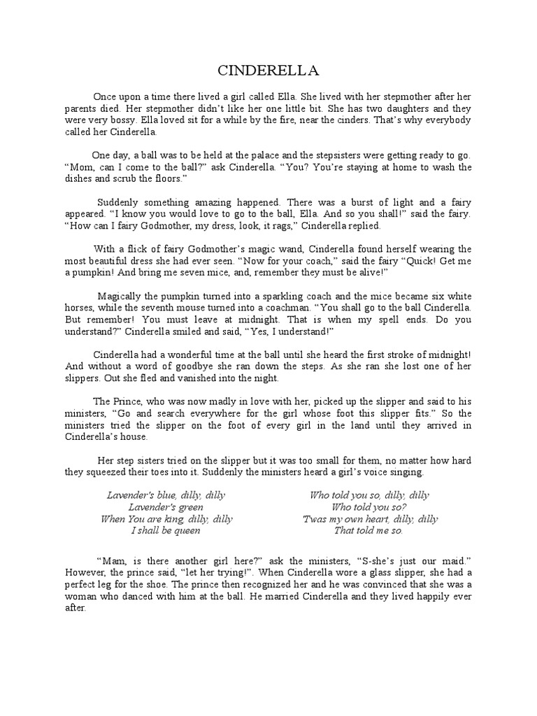 Text Narrative Cinderella | PDF | Cinderella | Fairies