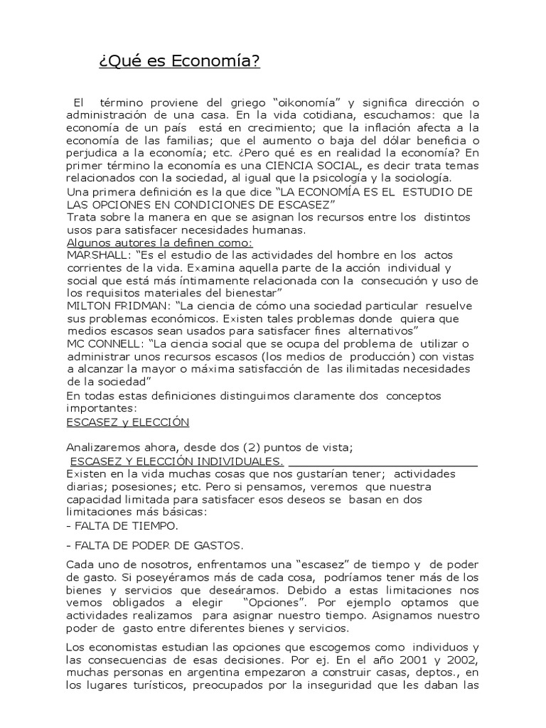 Economia Resumen1 | Download Free PDF | Ciencias económicas | Costo de oportunidad