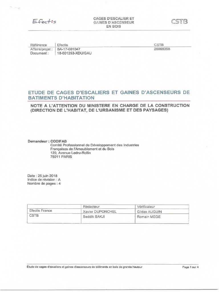 Note Efectis-CSTB Cage Escalier | PDF