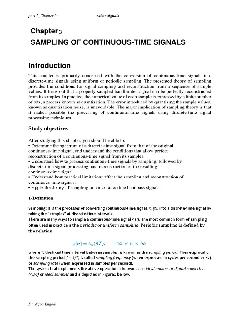 Part1 - Chapter 3 - Edited-1 | PDF | Sampling (Signal Processing) | Discrete Time And Continuous ...