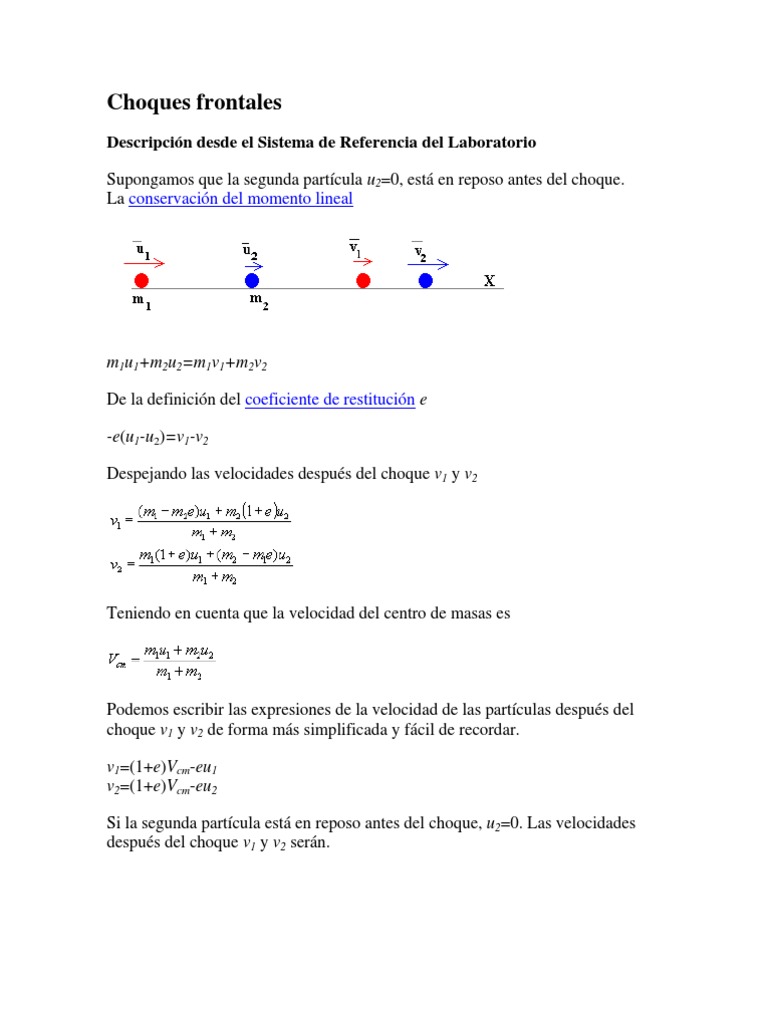 Choques Frontales | PDF | Elasticidad (Física) | Masa