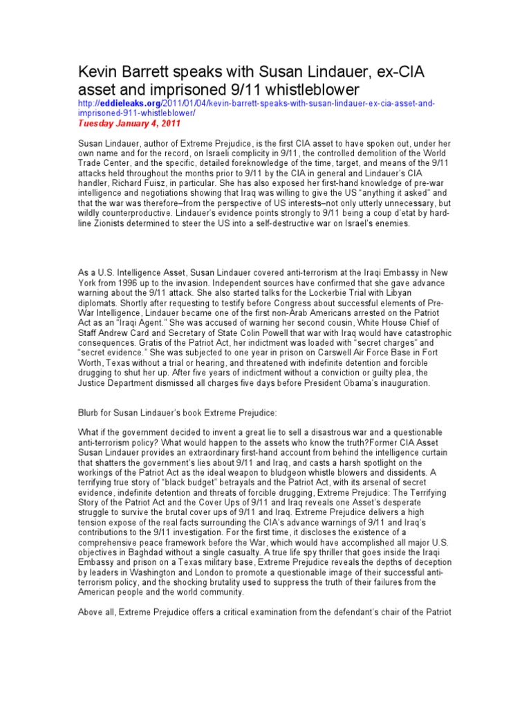 Susan Lindauer - X-CIA 2011 | PDF | September 11 Attacks | Central ...