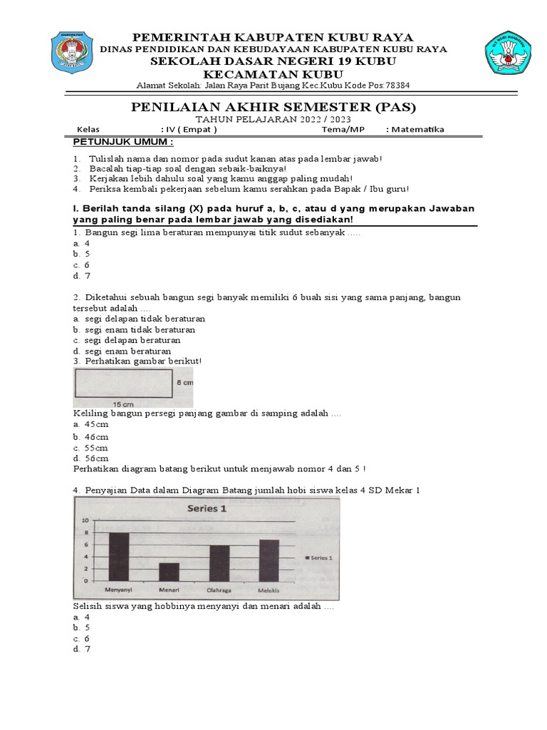 Soal Pas MTK Kelas 4 Semester 2 | PDF | Griya & Taman