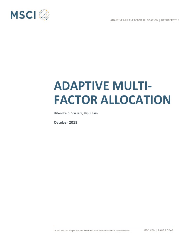 Research Insight Adaptive Multi Factor Allocation Pdf Stock Market