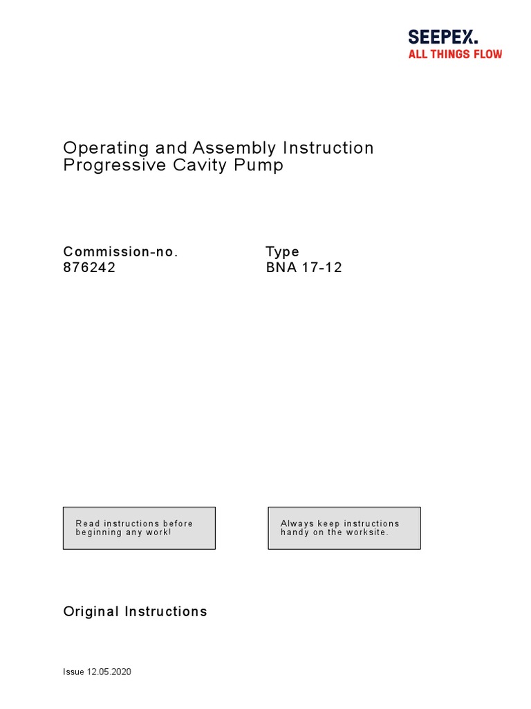 Seepex Pump Operating Instructions | PDF | Pump | Safety