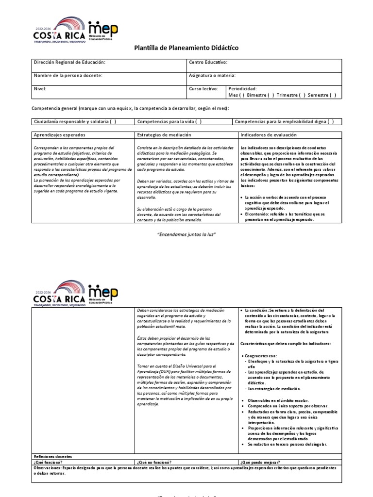 Plantilla-de-Planeamiento-Didactico-2023 | PDF | Aprendizaje | Planificación