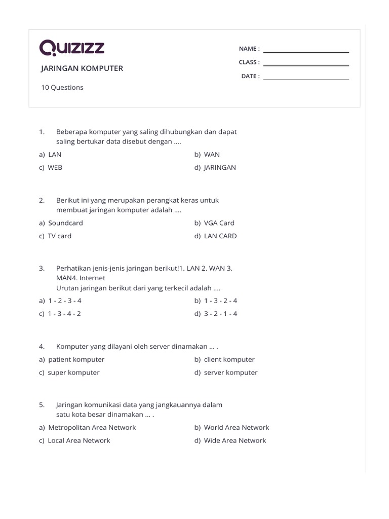 Tugas Informatika Kelas 8 Jaringan Komputer | PDF
