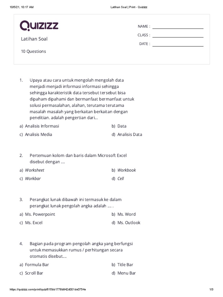Latihan Soal _ analisis data bab 3 | PDF