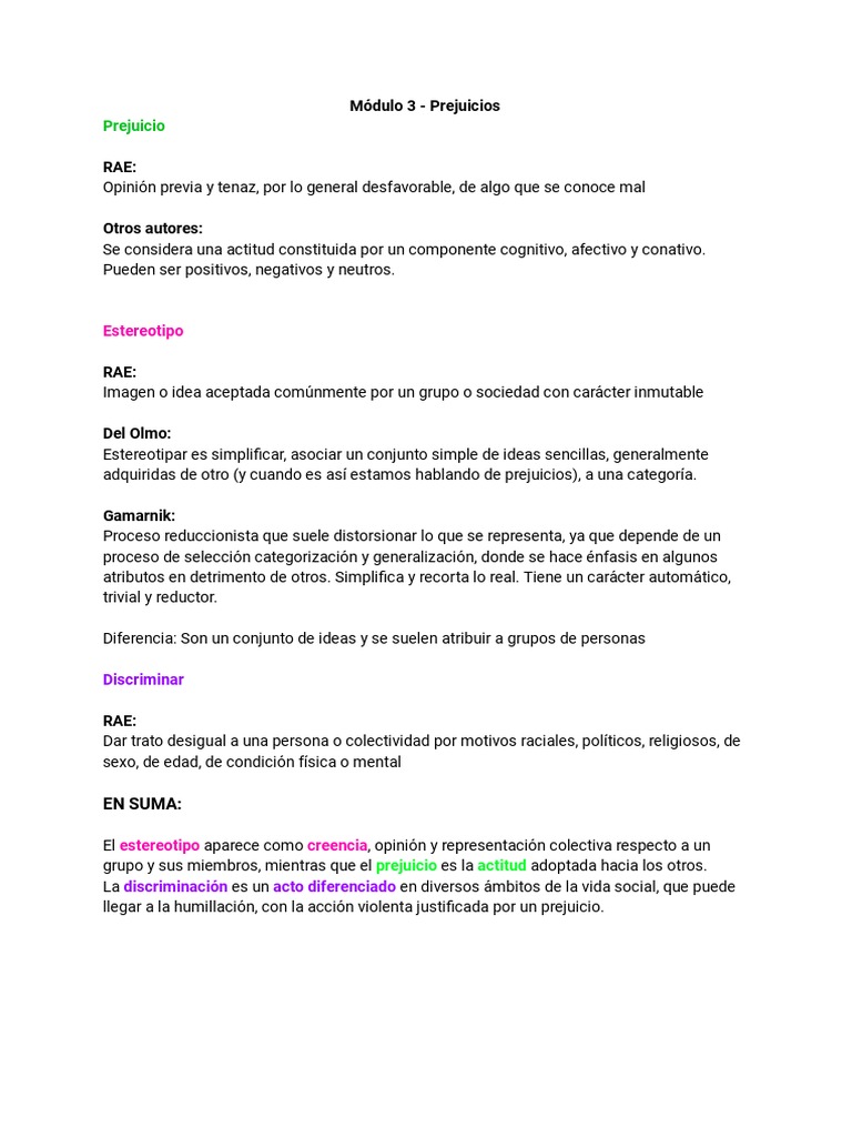 Prejuicios HHCC | PDF