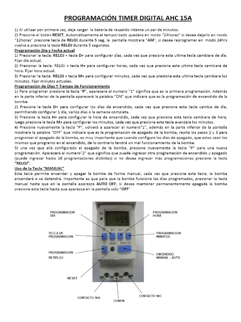 Programación Timer Digital Ahc 15a | PDF